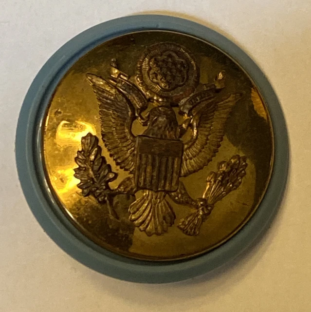 VINTAGE US ARMY ENLISTED SERVICE CAP INSIGNIA BADGE WITH BLUE INFANTRY ...