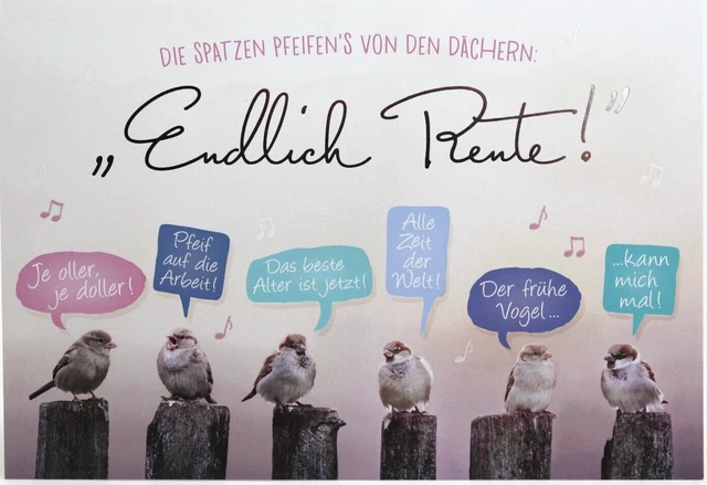 KARTE ENDLICH RENTE schöne Glückwunschkarte für Rentner Rentenkarte ...