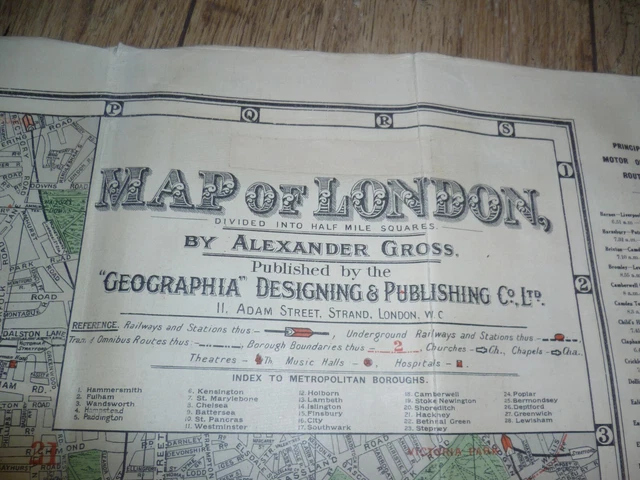 ANCIENNE CARTE DE londres map london alexander gross geographia map ...