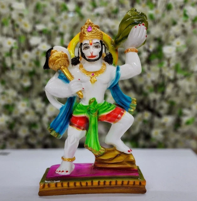 HANUMAN STATUE LORD Hanuman Lifting Mountain Hanuman ji Figurine Indian ...