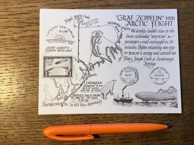 LARGE FAGA MAP Postcard Graf Zeppelin 1931 Arctic Flight £2.00 ...
