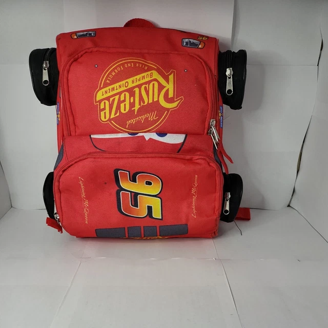 DISNEY PIXAR CARS Lightning McQueen Rust-eze Backpack Red Kids Race Car ...