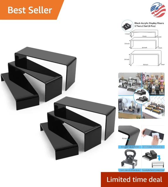 PREMIUM BLACK ACRYLIC Display Risers - 3 Tiers - 2 Set 6 Pcs ...