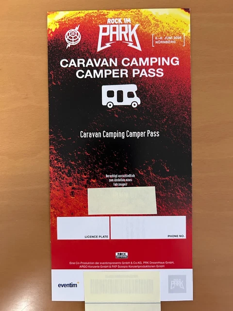 ROCK IM PARK 2025 Ticket Caravan Camping Camper Pass EUR 299,00 ...