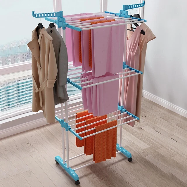 3 TIER CLOTHES Airer Dryer Rack Foldable Dry Rail Hanger Laundry Indoor ...