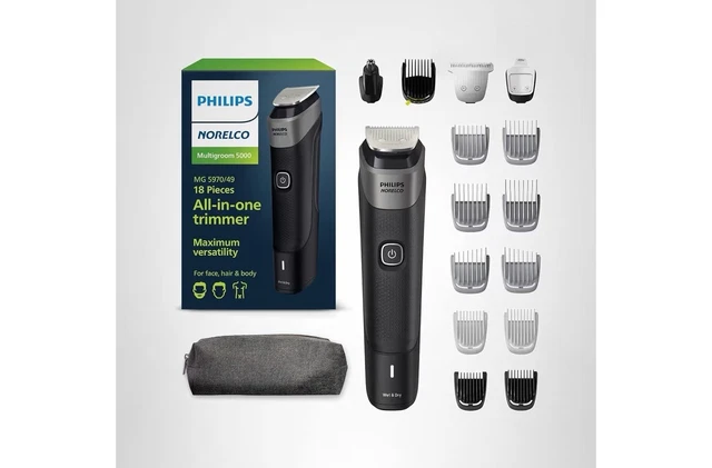 PHILIPS NORELCO ALL-IN-ONE 18-Piece Trimmer Series 5000 Shaver & Cutter ...