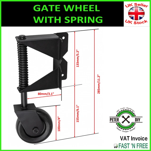 GATE WHEEL SWIVEL Spring Loaded Garden HEAVY DUTY Sliding Caster For ...