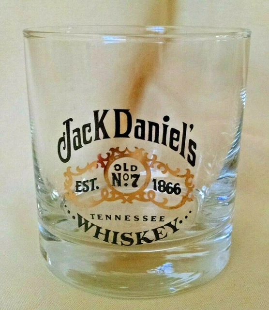 JACK DANIEL'S GLASS Old No 7 Tennessee Whiskey Est 1866 Black Gold ...