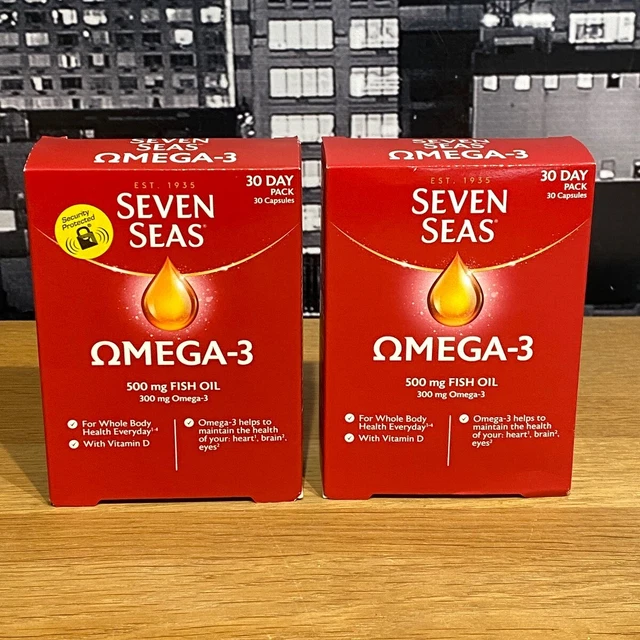 🟢 2 X Seven Seas Omega-3 Fish Oil 500mg Omega 300mg Vitamins Supplement ...