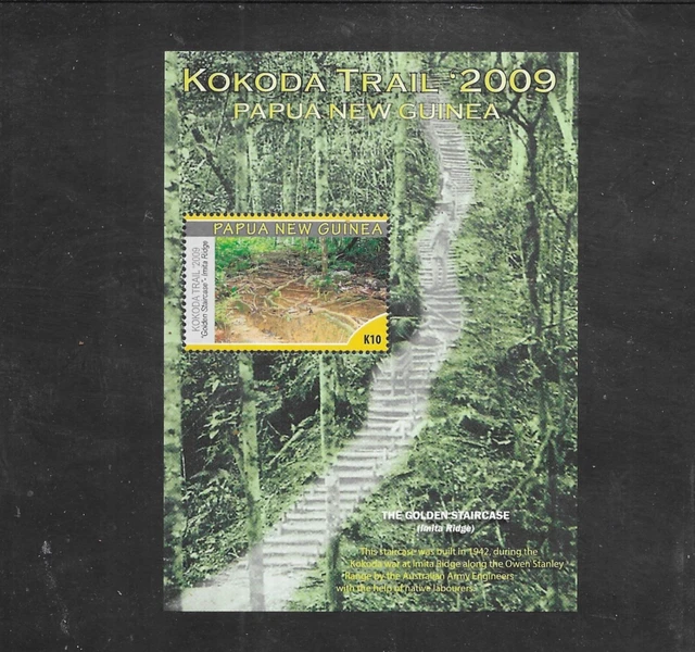 PAPUA NEW GUINEA 2009. Kodoka Trail. Minisheet. K 10 Mint Full Gum. As ...