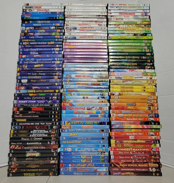 WHOLESALE LOT 100+ DVDs Kids & Family Children's Baby Pixar Disney Barbie Potter $114.82 ...
