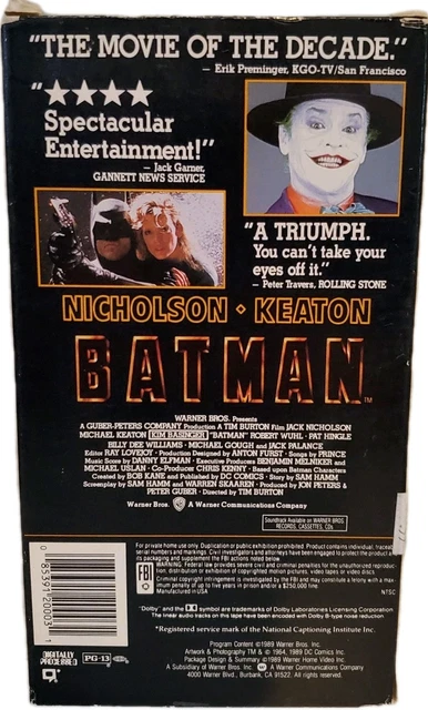 BATMAN (1989) - (VHS Tape, 1989) - Michael Keaton, Jack Nicholson $9.99 - PicClick CA