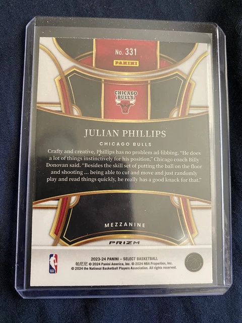 2023-24 OPTIC CHICAGO Bulls Julian Phillips soppalco zebra SSP RC ...