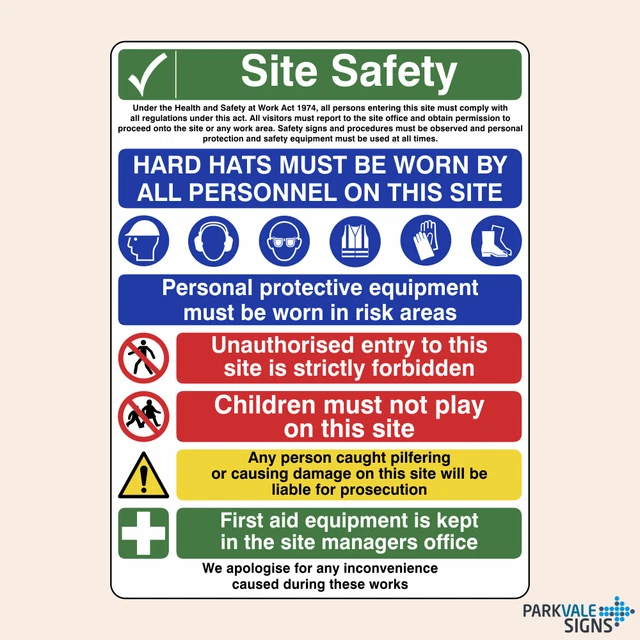 CONSTRUCTION SITE SAFETY Signs (First Aid) £14.95 - PicClick UK