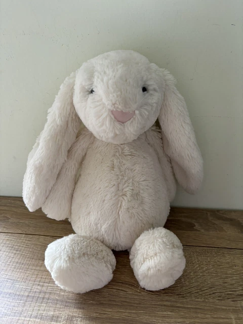 MEDIUM SIZED JELLYCAT Bashful Bunny Rabbit White/Cream Fur Pink Nose £ ...