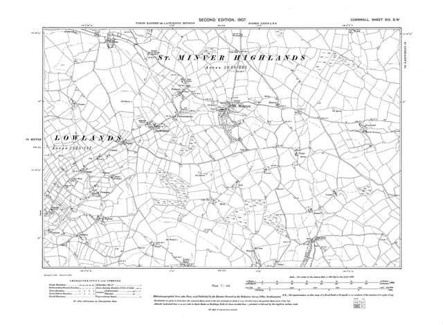 OLD MAP OF St Minver, Tredrizzick 1907 - Cornwall, repro Corn-19-SW £17 ...