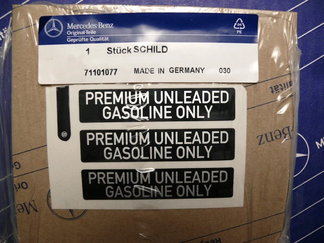 MERCEDES STICKER SET "Premium Unleaded Gasoline Only" W123 W124 W126 ...