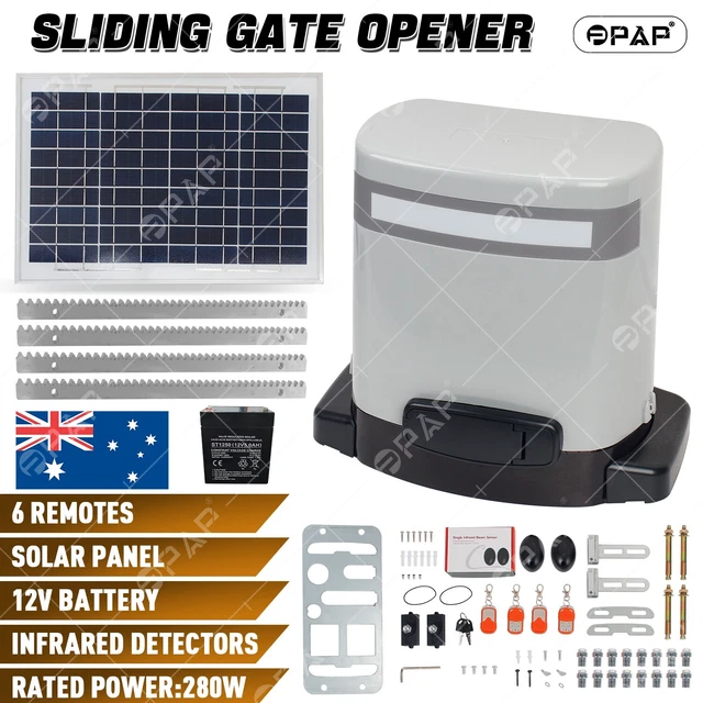 PPAP FULL SOLAR Powered Sliding Gate Motor/Opener 4m Keypad 6x Remote ...