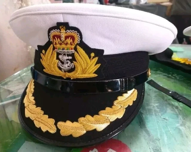 BRITISH ROYAL NAVY Captain / Commander Officers Peaked Cap / Hat Queens ...