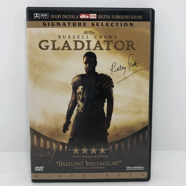 GLADIATOR DVD SIGNATURE Selection signed Ridley Scott Russell Crowe 2 ...