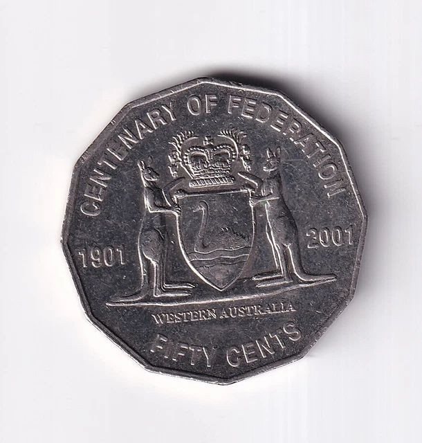 AUSTRALIAN: 2001 50 Cent Western Australia Federation Circulated Coin ...