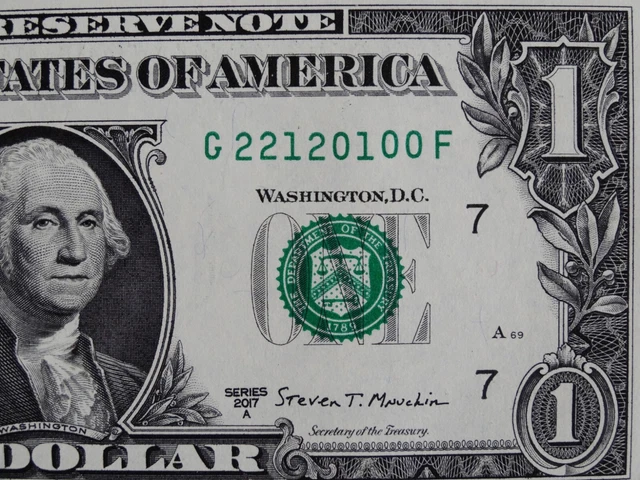 TRUE TRINARY FANCY Serial Number One Dollar Bill G22120100F ...