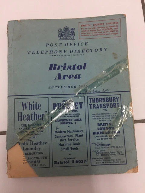 1955 BRISTOL AREA post office telephone directory £19.99 - PicClick UK