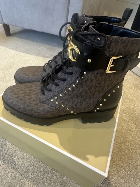 MICHAEL KORS KINCAID Logo Studded Combat Boot, size Uk 4 £50.00 ...