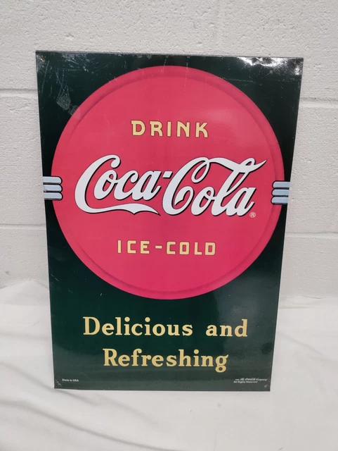 VINTAGE 1990 DRINK Coca Cola Ice Cold Delicious And Refreshing Metal ...