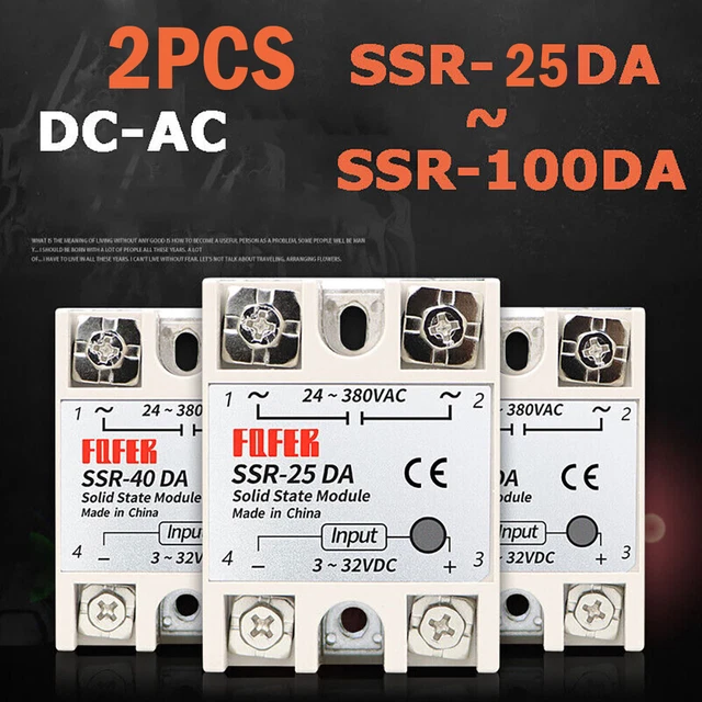 SOLID STATE RELAY Module SSR-25/40/60/80/100DA DC-AC High voltage ...