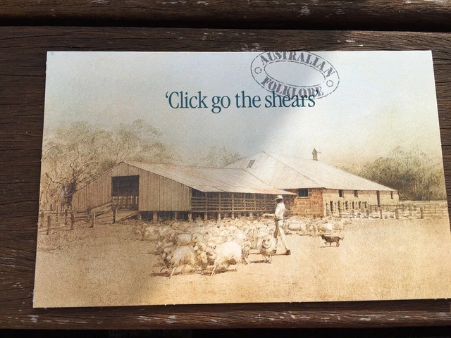 CARD WITH AUSTRALIAN Stamps 1980s “Click Go The Shears” £3.69 - PicClick UK