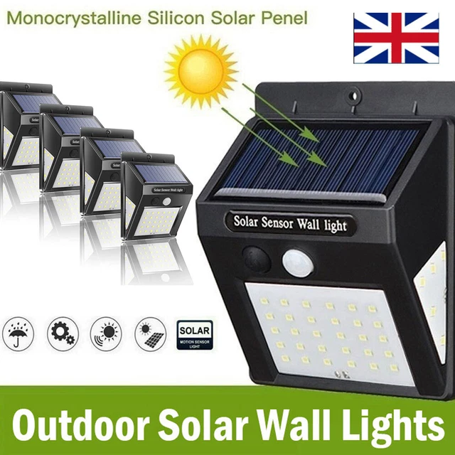2024 LED SOLAR Power PIR Motion Sensor Wall Lights Outdoor Garden Security Lamp £16.99 - PicClick UK