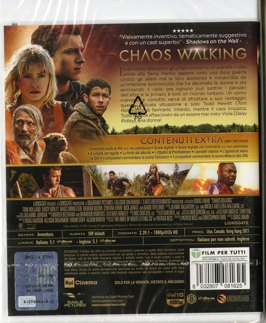 CHAOS WALKING (BLU-RAY) Tom Holland Daisy Ridley Demián Bichir EUR 23 ...