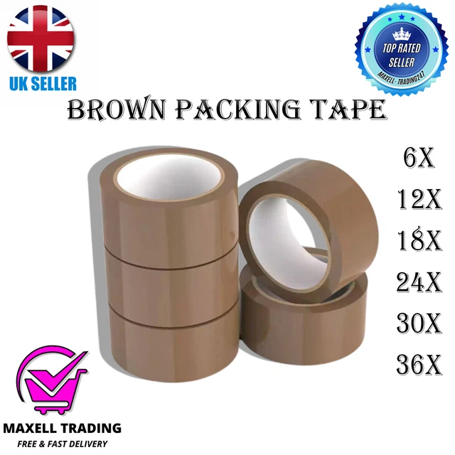 6 STRONG BROWN Buff Parcel Packaging Packing Tape 48Mm X 66M Box ...