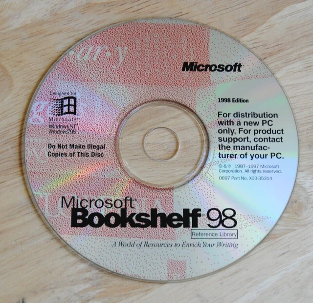 MICROSOFT BOOKSHELF 98 Reference Library CDROM Only $9.99 - PicClick