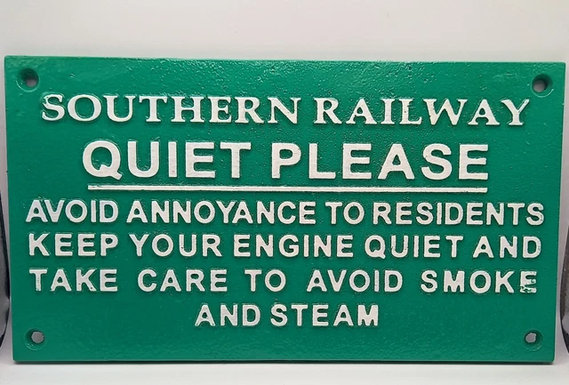 VINTAGE ORIGINAL ANTIQUE Large Cast Iron Railway Sign Steam Train ...