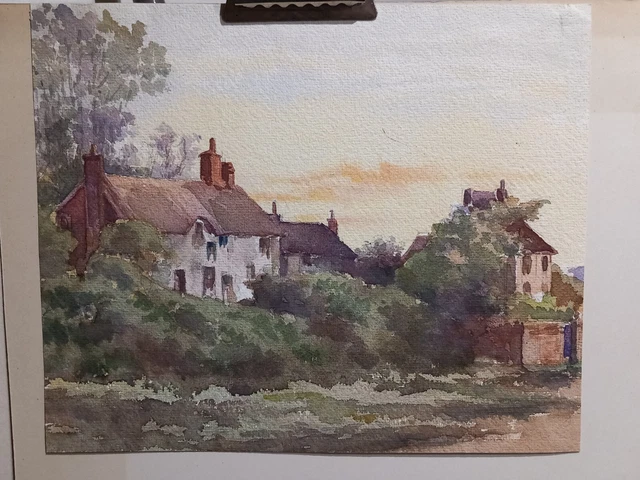 ANCIENNE AQUARELLE ORIGINALE, paysage de campagne , non signé EUR 120,00 - PicClick FR