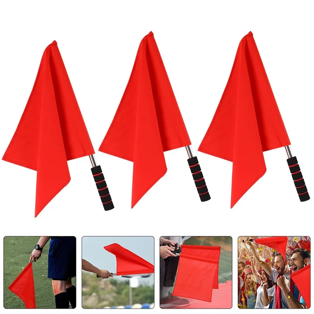 3 PCS RED Sports Signal Flags Referee Warning Flags Traffic Racing ...