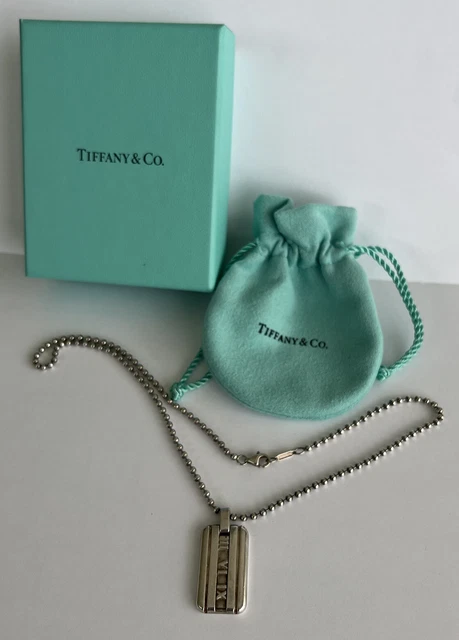 RETIRED TIFFANY & Co. Sterling Silver Dog Tag Roman Numeral Atlas ...