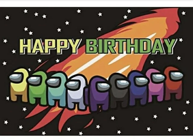 AMONG US HAPPY Birthday Party photo Backdrop banner 5X3 Ft Vinyl New £5 ...