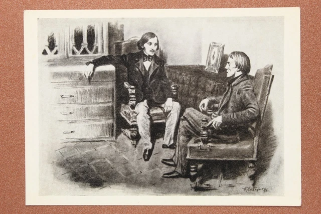 RUSSIAN WRITER NIKOLAY GOGOL and BELINSKY 1840. Russian postcard 1962 ...