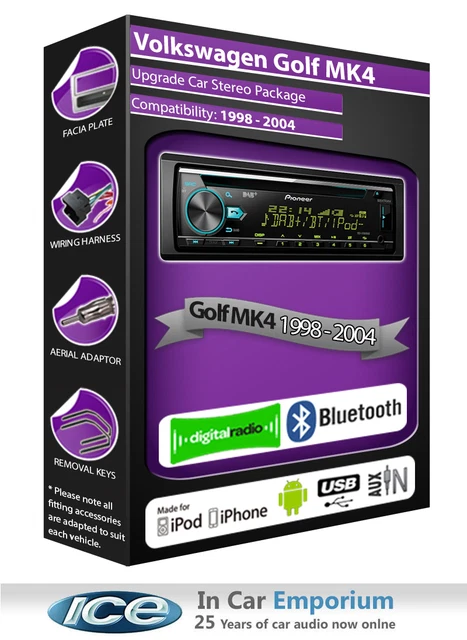 VW GOLF MK4 DAB radio, Pioneer car stereo CD USB AUX player, Bluetooth ...