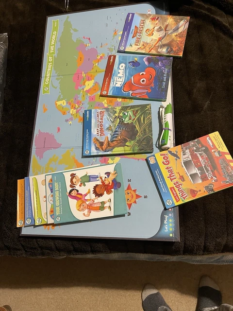 LEAPFROG LEAP READER Pen Bundle. 4 books,World Map,Human Body set. £22. ...