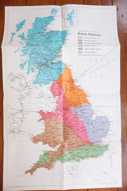 C1960 BRITISH RAIL Passenger Network Railway System Map £12.99 ...