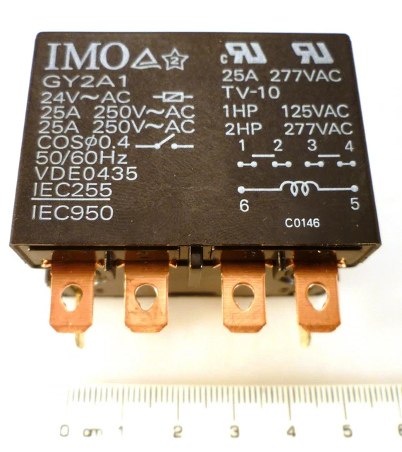 IMO GY2A1 RELAY 24VAC Coil 25A 250VAC 1HP 125V TV10 DPNO MBC002D EUR 28 ...