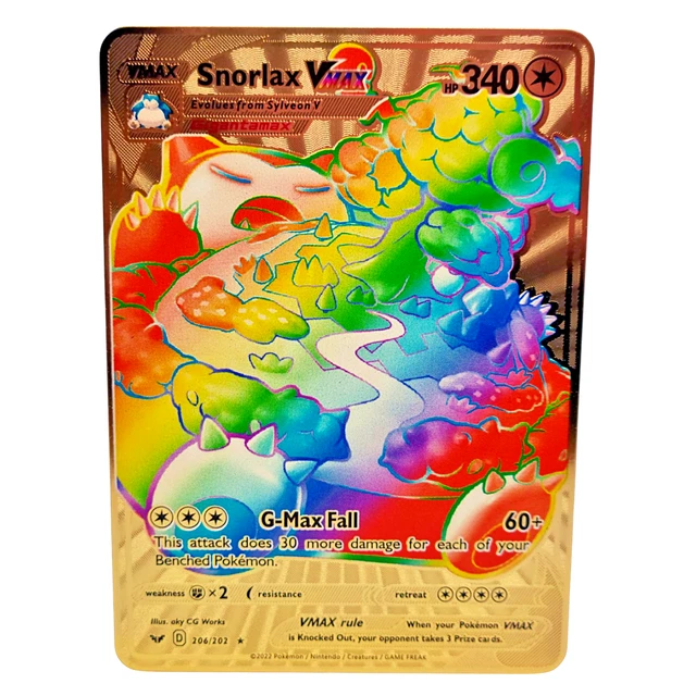 PokÉmon Stainless Steel Gold Metal Cards Rainbow Snorlax Vmax Eur 8 14
