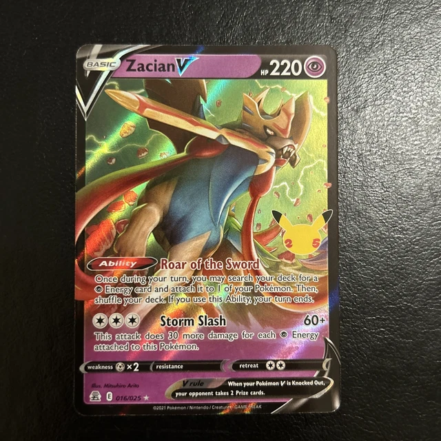 ZACIAN V 016/025 Celebrations 25th Anniversary Ultra Rare Pokemon Card ...