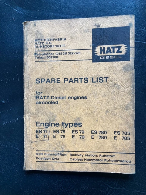 HATZ DIESEL SPARE Parts list ES71,E71,ES75,E75,ES79,E79,ES780,E780,ES785,E785. £5.95 - PicClick UK