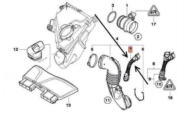 AIR INTAKE BREATHER Pipe Hose Rocker/Cam Cover N47/N57 13717803842 For ...