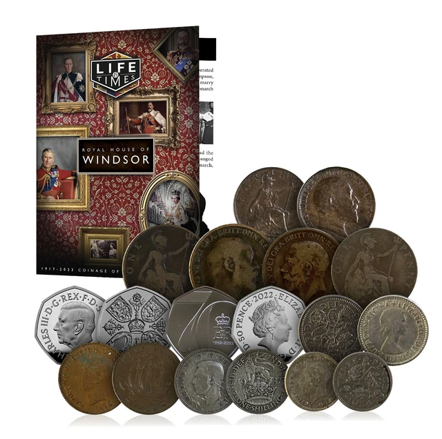 ROYAL HOUSE OF Windsor British Coin Set Album - 9 Restored Coins From ...